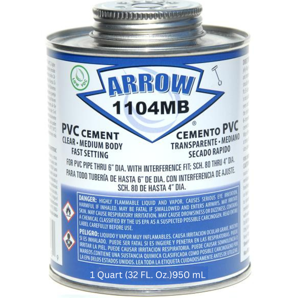Arrow 1104MB-Q Medium Bodied PVC Cement (Quart) | Cheap Sprinklers