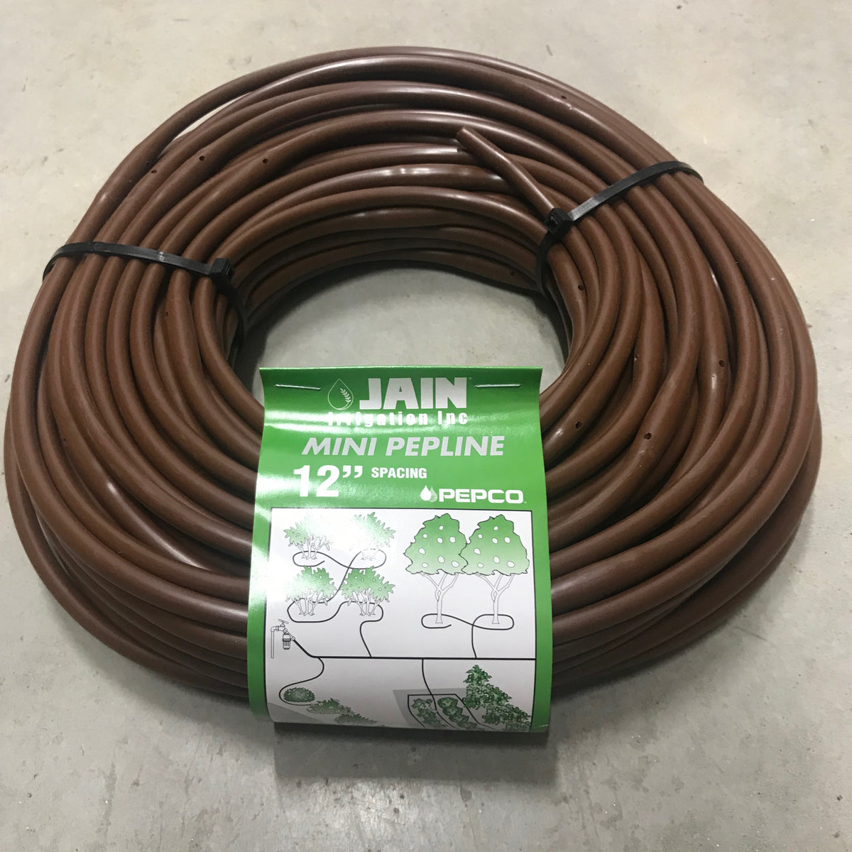 Jain - 1/4'' Brown Mini Pepline, 12'' Spacing, 100' Coil - PM0412100B ...
